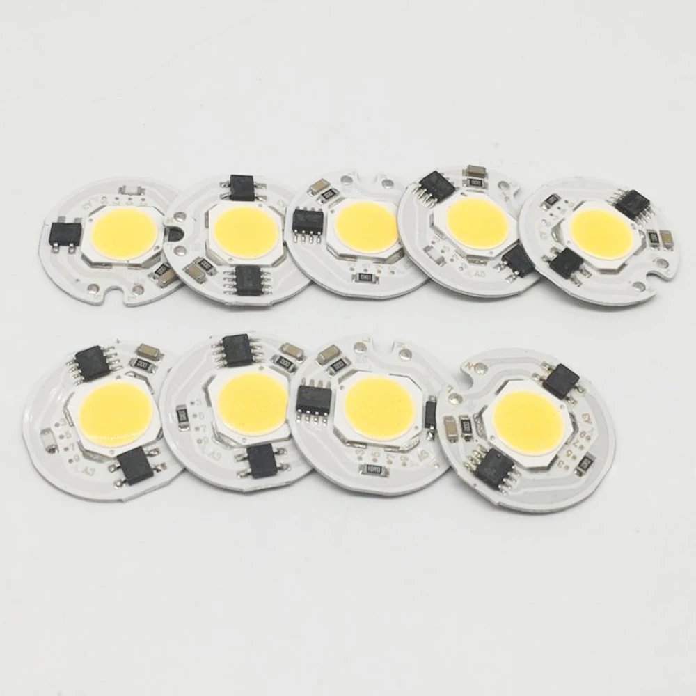 10 Pcs Cob Led Lamp Chip 3w 5w 7w 9w Led Cob Bulb Lamp 220v Ip65 Smart Ic Driver Cold/ Warm ...