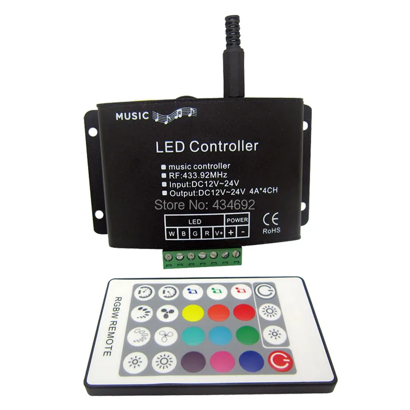 Music RGB LED Controller With 24Keys RGBW Remote Control For 5050 Led ...