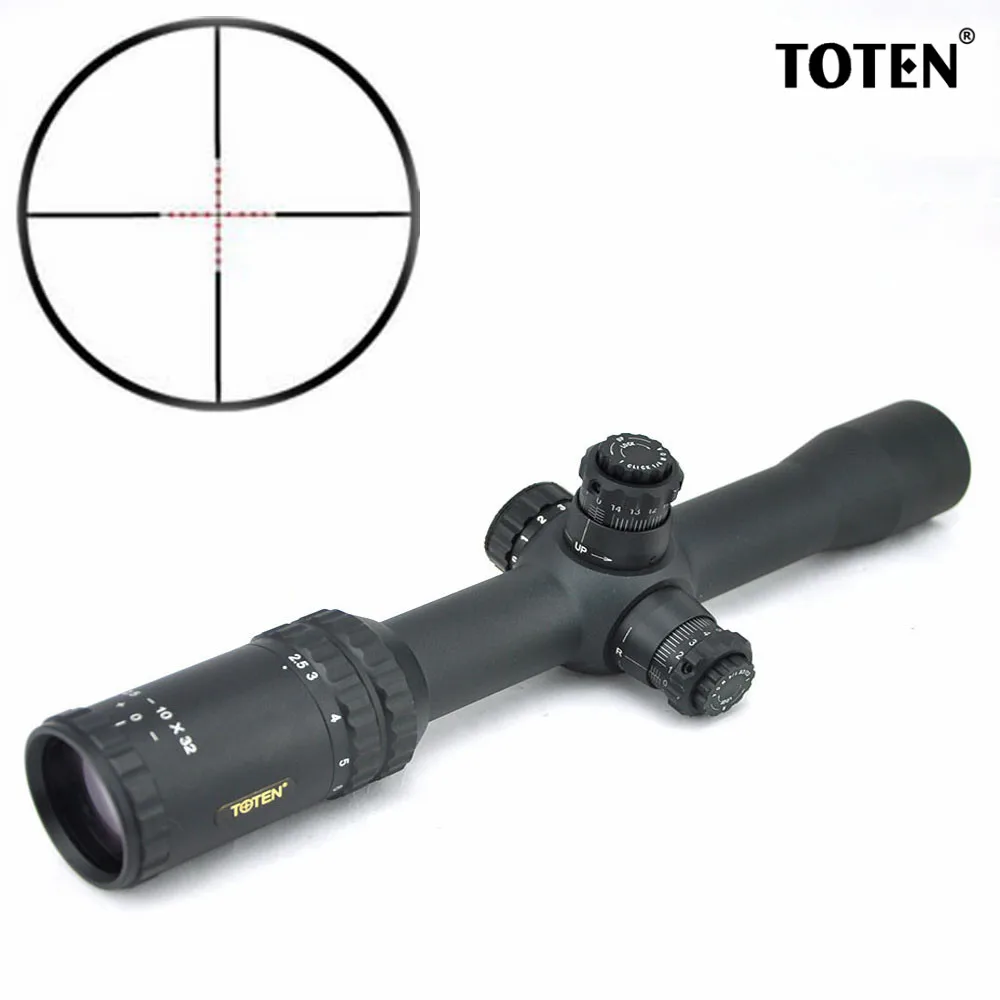 TOTEN Super Wide Angle Tactical Rifle Scope 2.5 10x32 FMC Waterproof ...