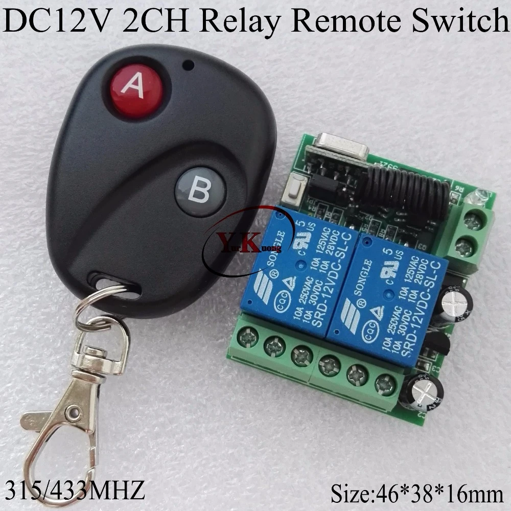 Dc 12v 2ch Relay Remote Switch Button Contact Wireless Switch 10a Ask ...