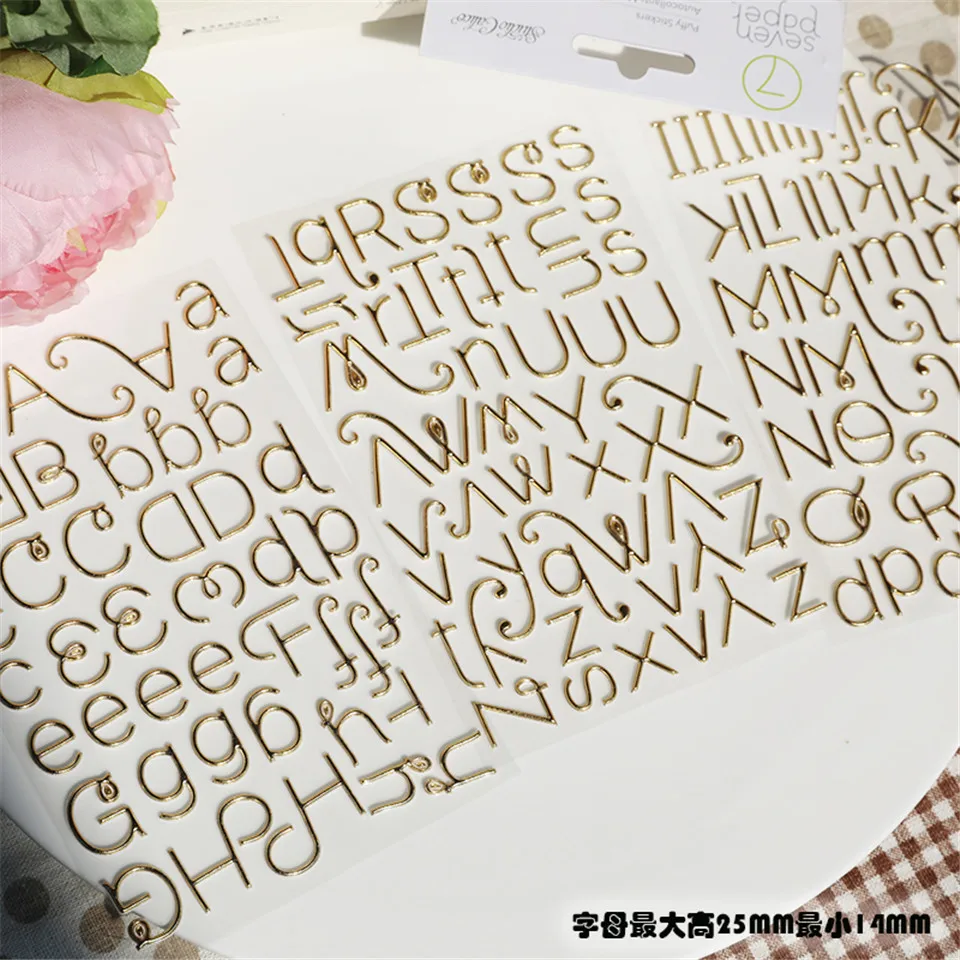 High Quality Gold 3D Letter Stickers Kits Die Cut For DIY Scrapbooking ...