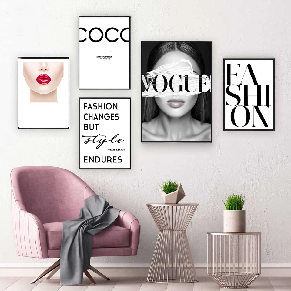 Cuadro de moda Vogue con labios de COCO para decoración del hogar ...