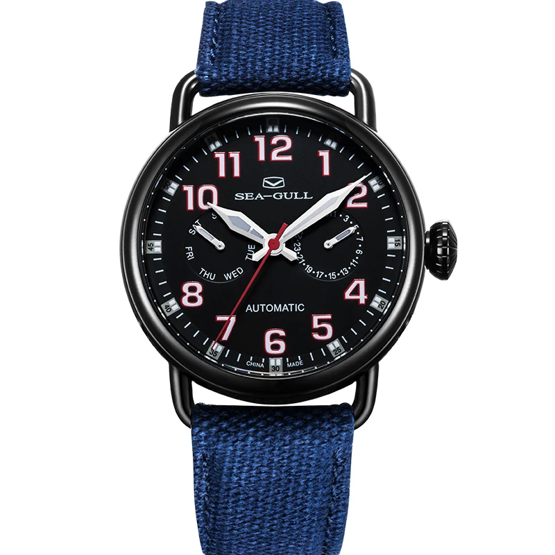 Seagull-Chinese-Military-Watch-Black-PVD-Case-Auto-Date-Week-Display ...