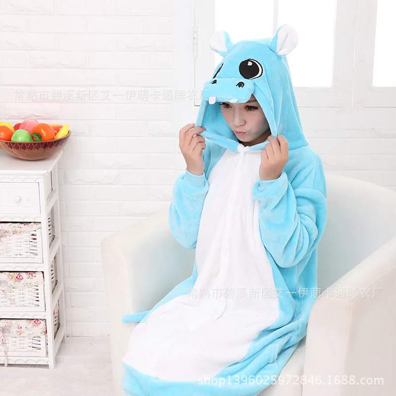 2016 Peignoir Enfant Sale Bathrobe Kids Thick Flannel Hippo Cartoon ...
