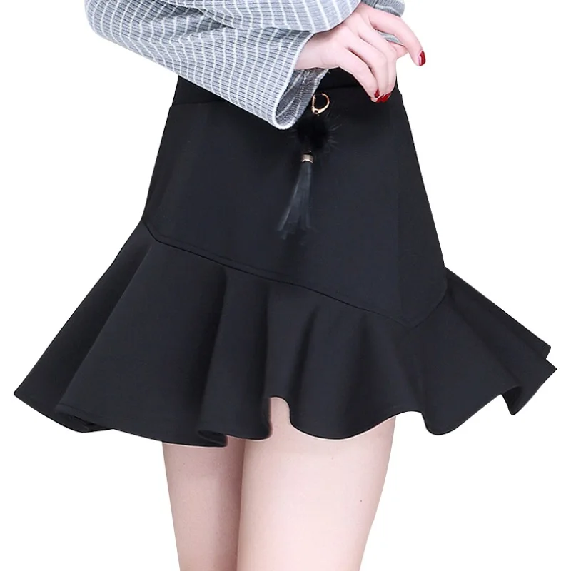 2018 new wild knit puff skirt women high waist size casual half body ...