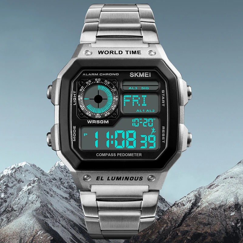 Men Outdoor Military Compass Sports Watches Men Countdown Pedometer ...