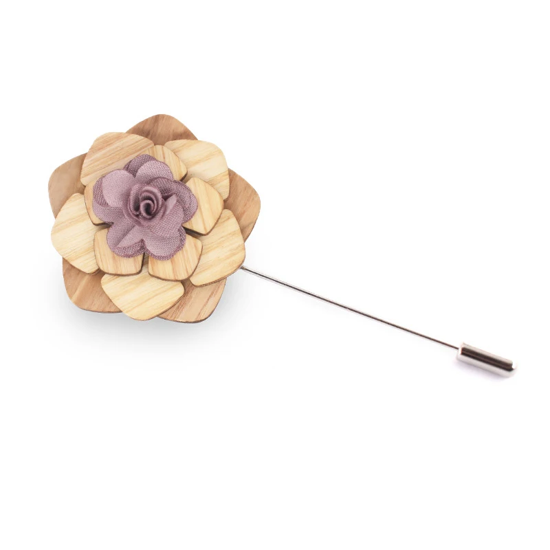 Mens Wooden Lapel Pin for Wedding Brooch Pin Handmade Wood Flower Brooches For Men Suit ...
