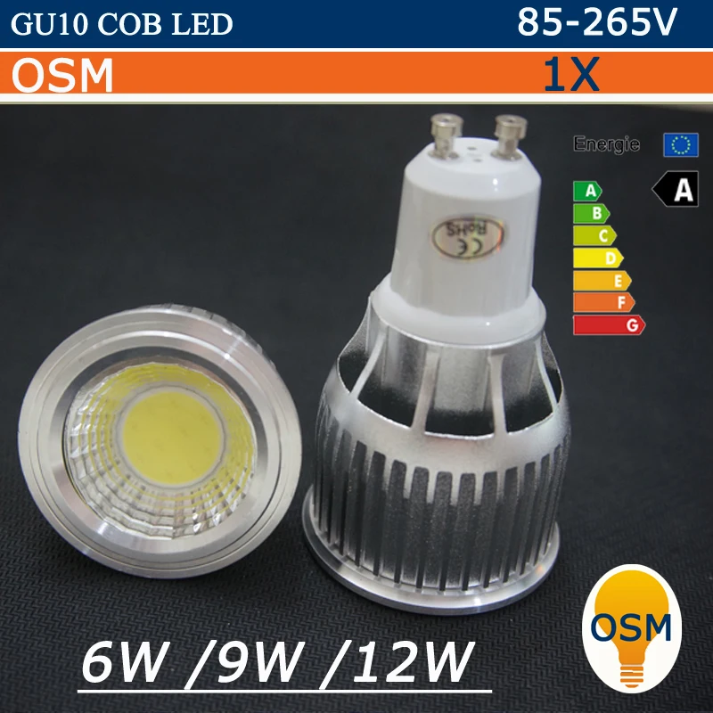 Dimmable LED COB spotlight 6W 9W 12W Gu10 led bulb Super Bright GU 10 ...