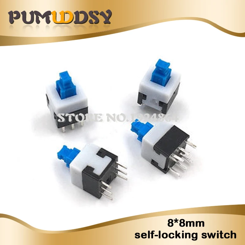 20PCS 8X8 8*8 mm 6Pin Push Tactile Switch Self lock /Off button ...
