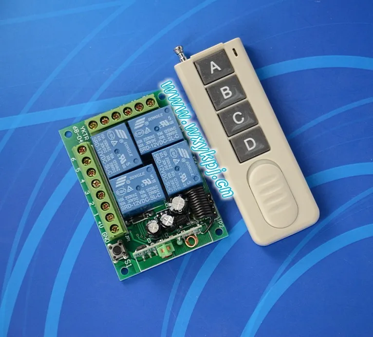 12V DC 10A 4 Channel 12V 2CH RF Wireless Remote Control Switch System ...
