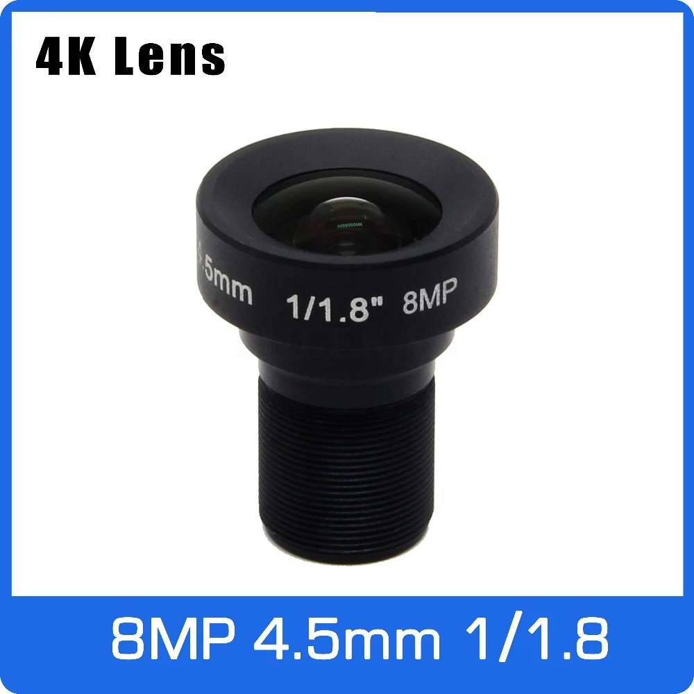 4K Lens 8Megapixel Fixed M12 Lens 4.5mm 105 Degree 1/1.8 inch For OS08A10/IMX226 IMX178 4K IP ...