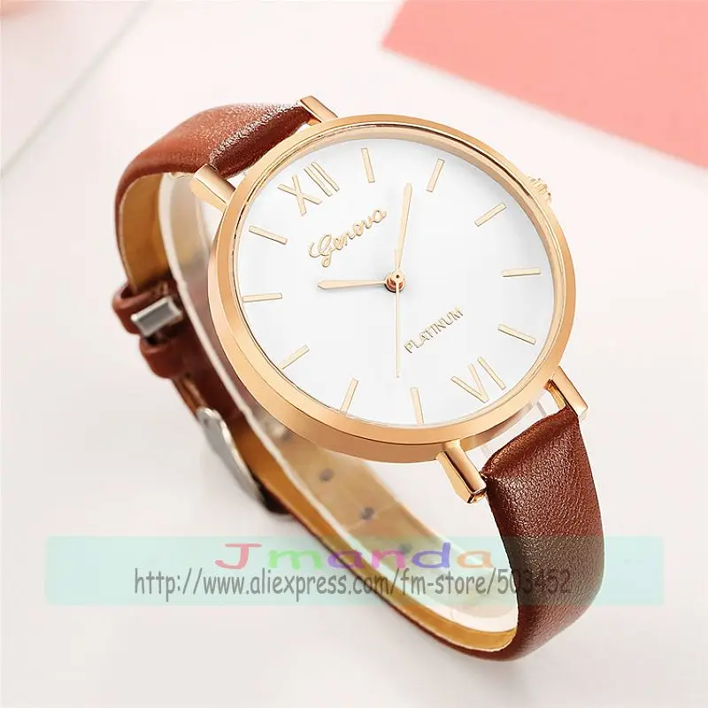 100 шт/партия geneva-601 модный Мини кожаный ремень женские кожа часы ...