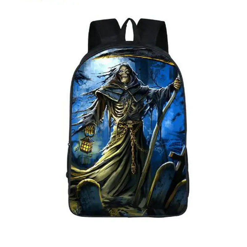 Cool Skull Reaper Backpack For Teenage Boys Children School Bags Rock ...