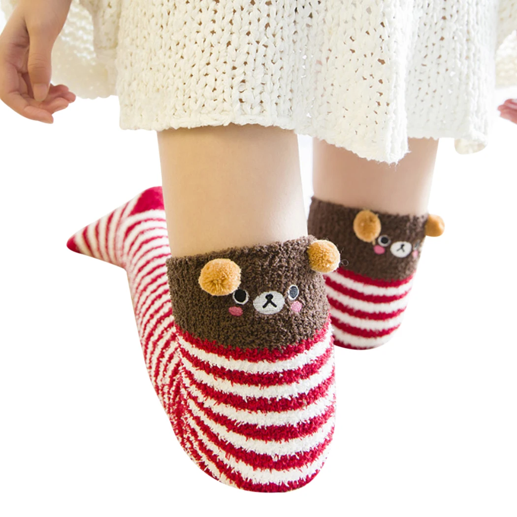 Women Cute Animal Modeling Socks Sweet Girl Lovely Thick Velvet Warm ...