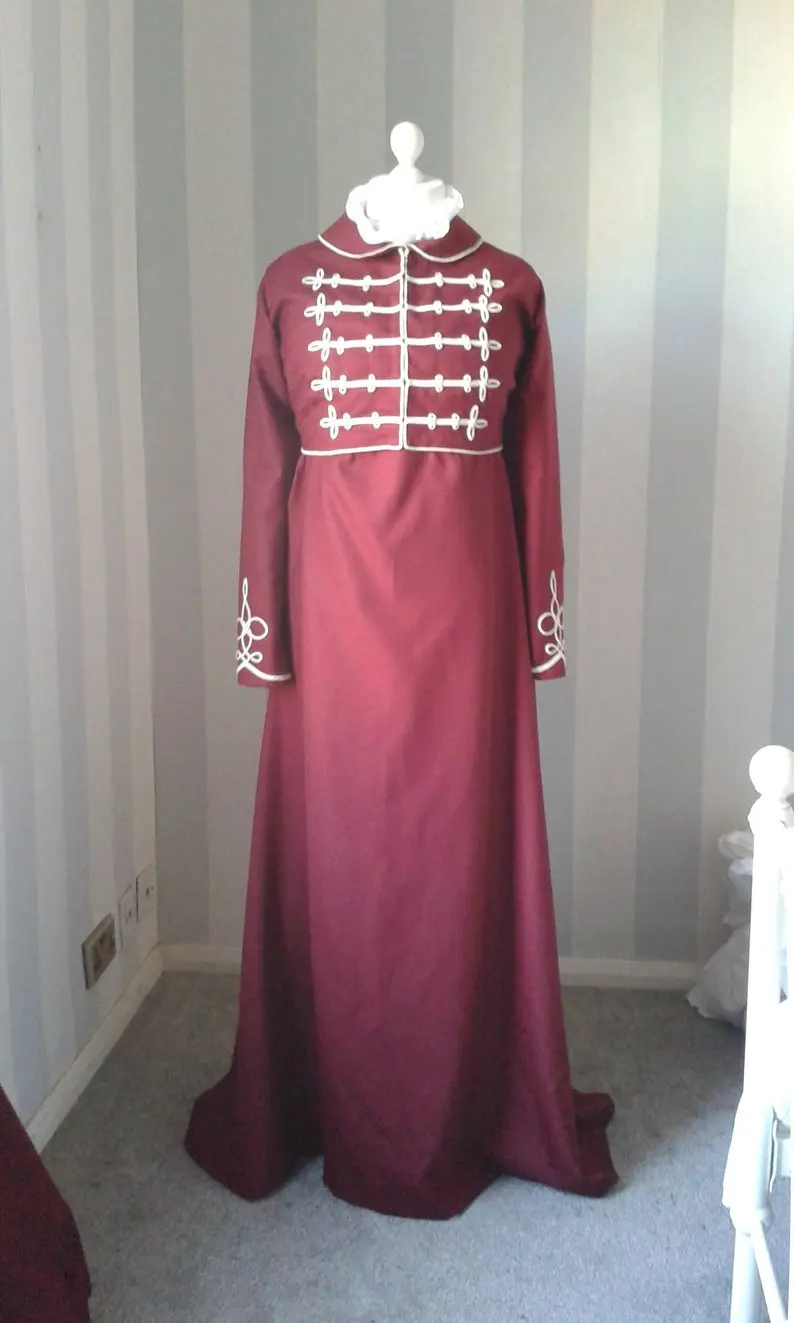 lady Regency Ball Dress High Waistline Tea Gown Dress Vintage medieval ...