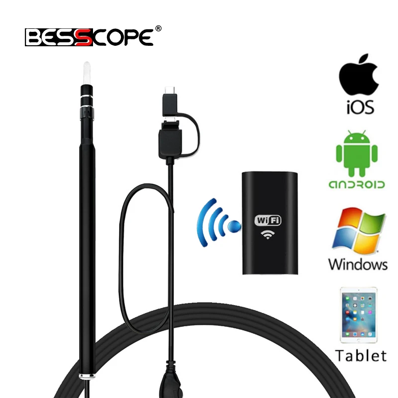 5.5mm HD720P WIFI Portable Pen Otoscope For iPhone Android PC Ear ...