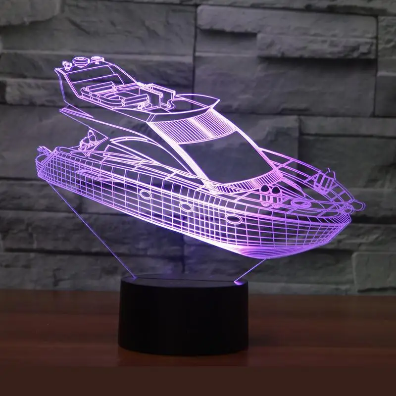 Yacht Led 3d Lamp Colorful Touch Remote Nightlight Wholesale Luminaria ...