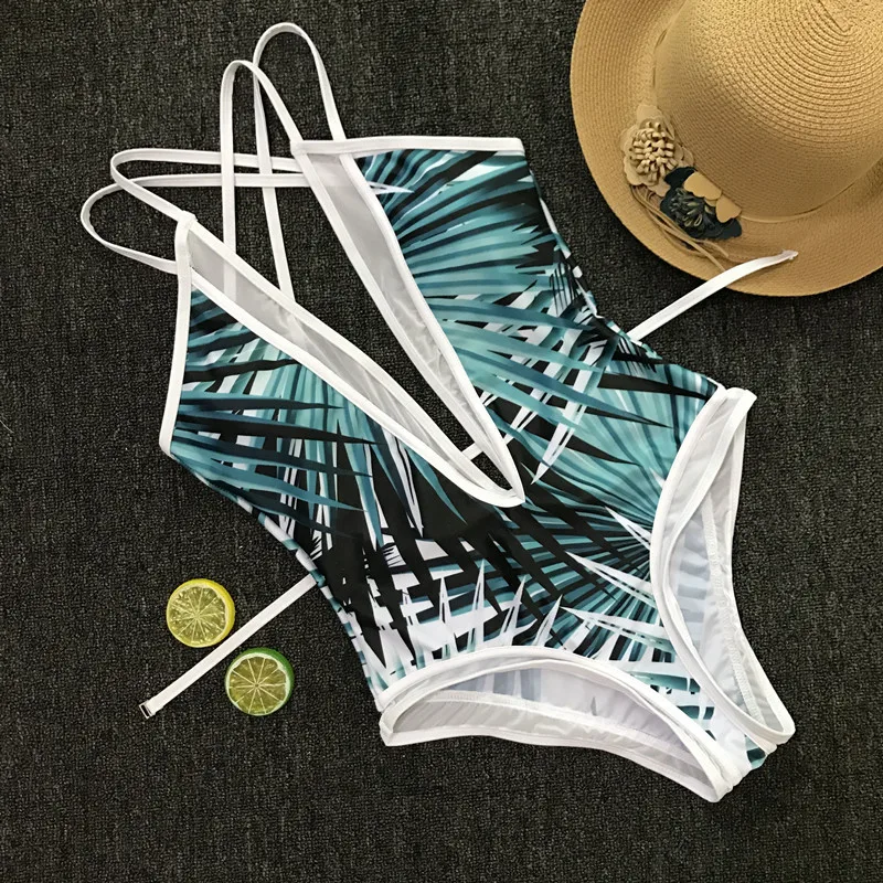 2018 Sexy Deep V One Piece Swimsuit May Women Fused Swimwear Female