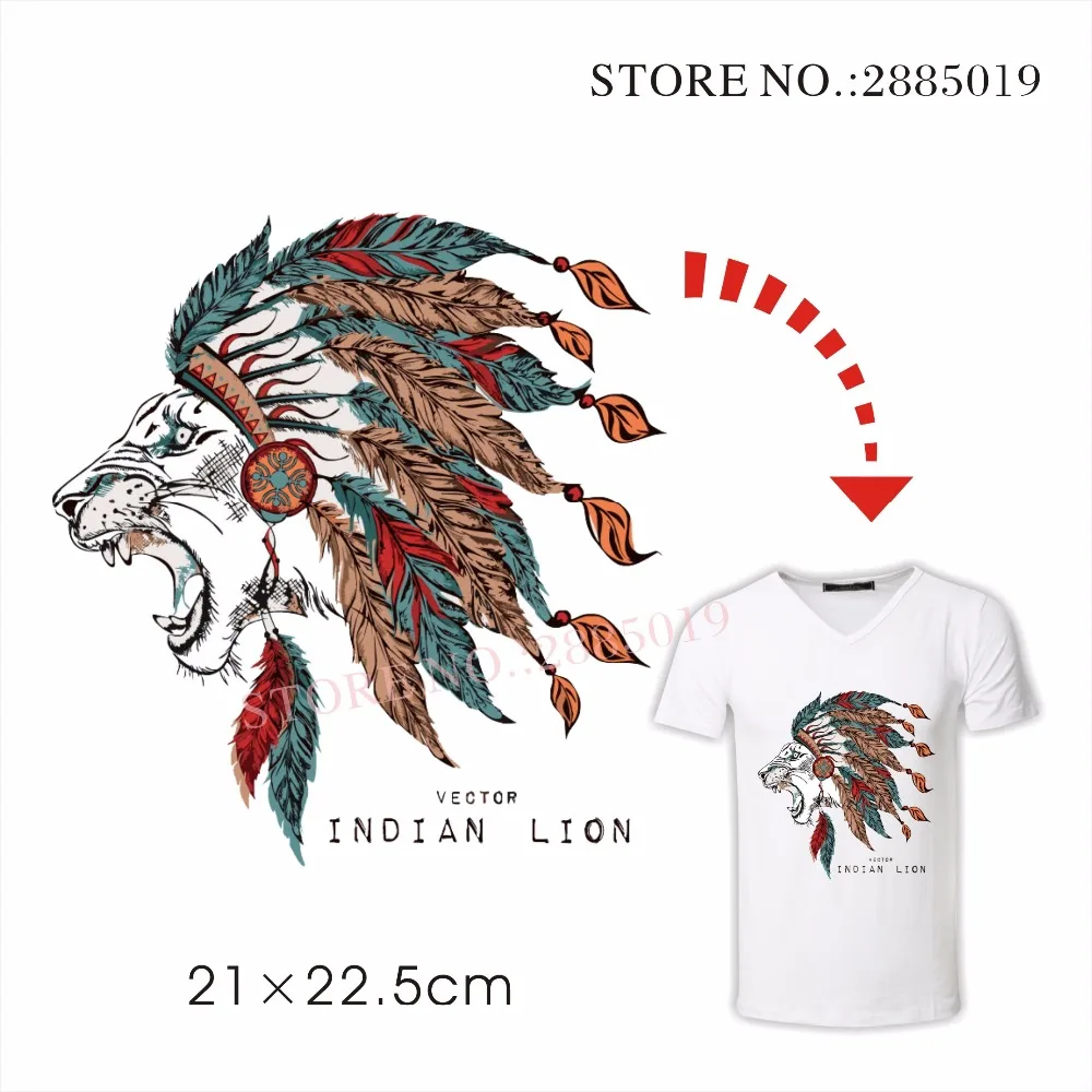 Indian Style Iron On Patches Thermal Transfer Lion Pyrography Ironing ...