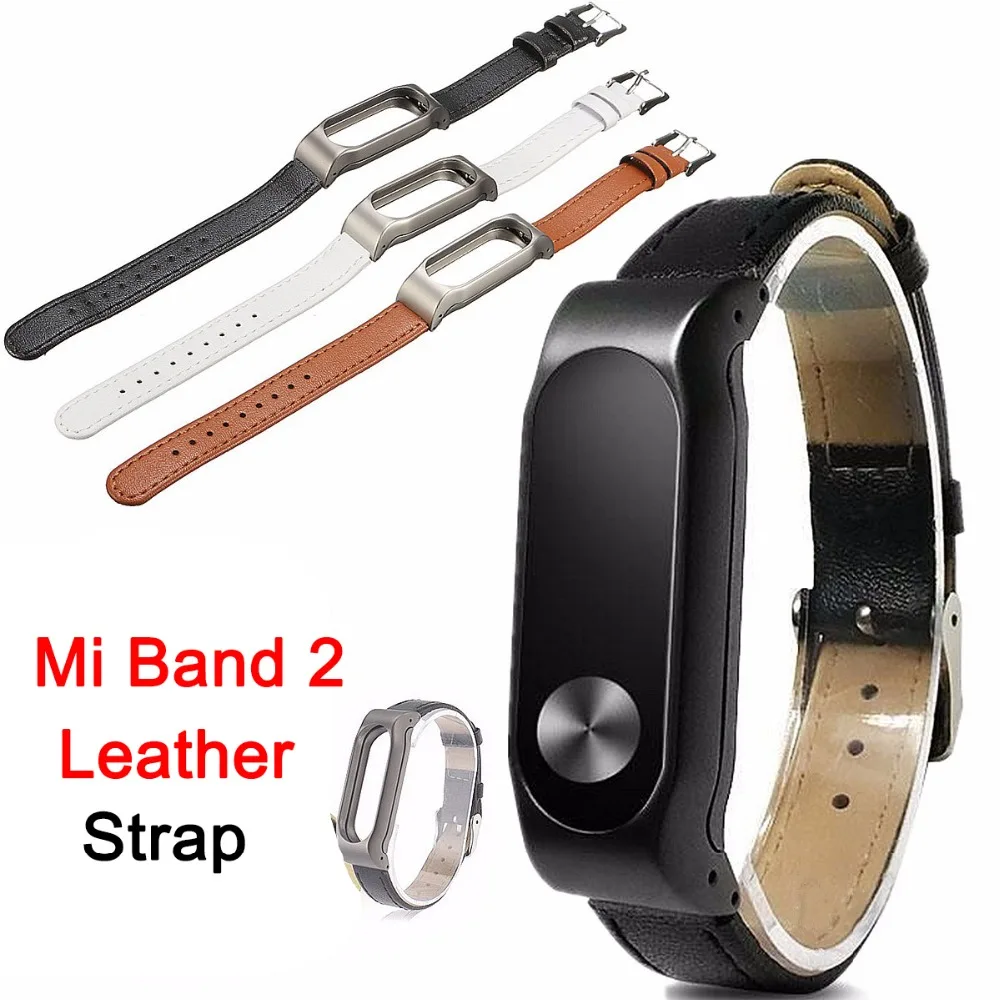 xiomi Leather Wristband Strap For Xiaomi Mi Band 2 Bracelet Metal Stainless Steel Wrist Smart ...