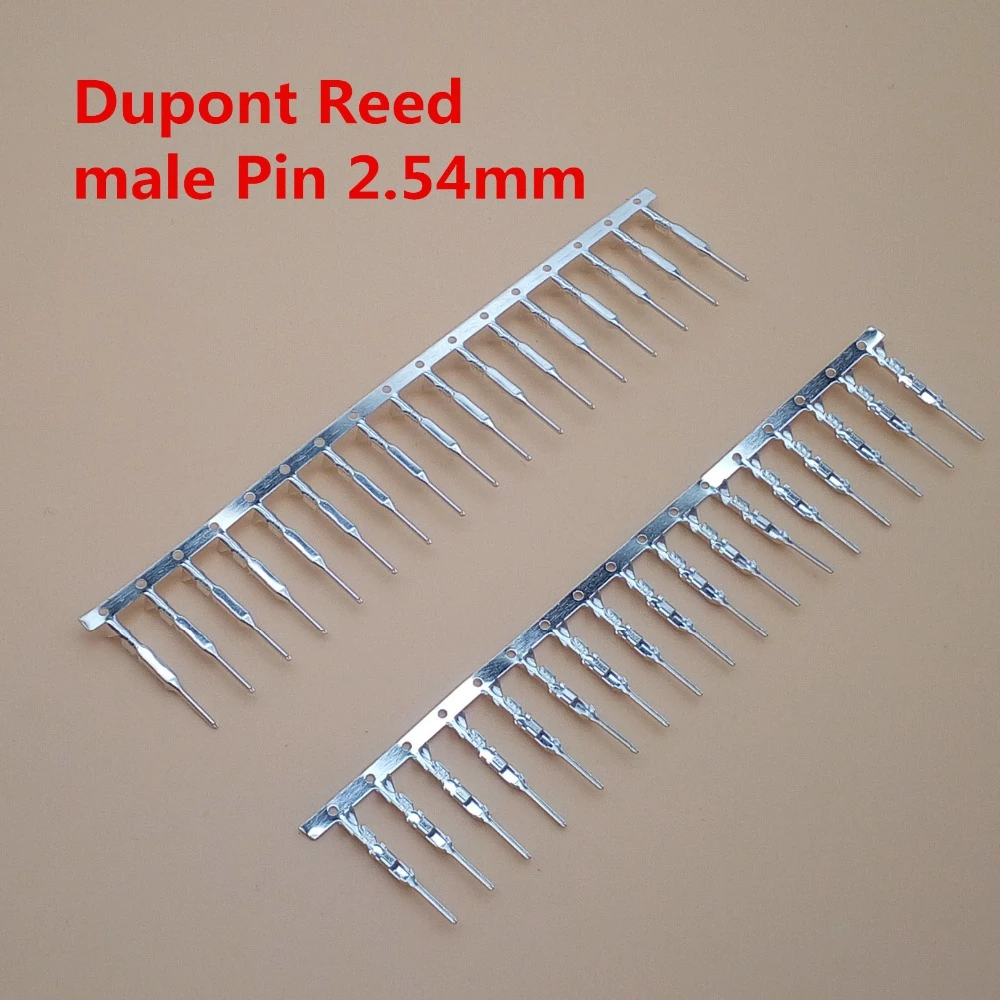 100Pcs 2.54mm Male Pins Long Dupont Head Reed/plug Crimp Pin Jumper ...