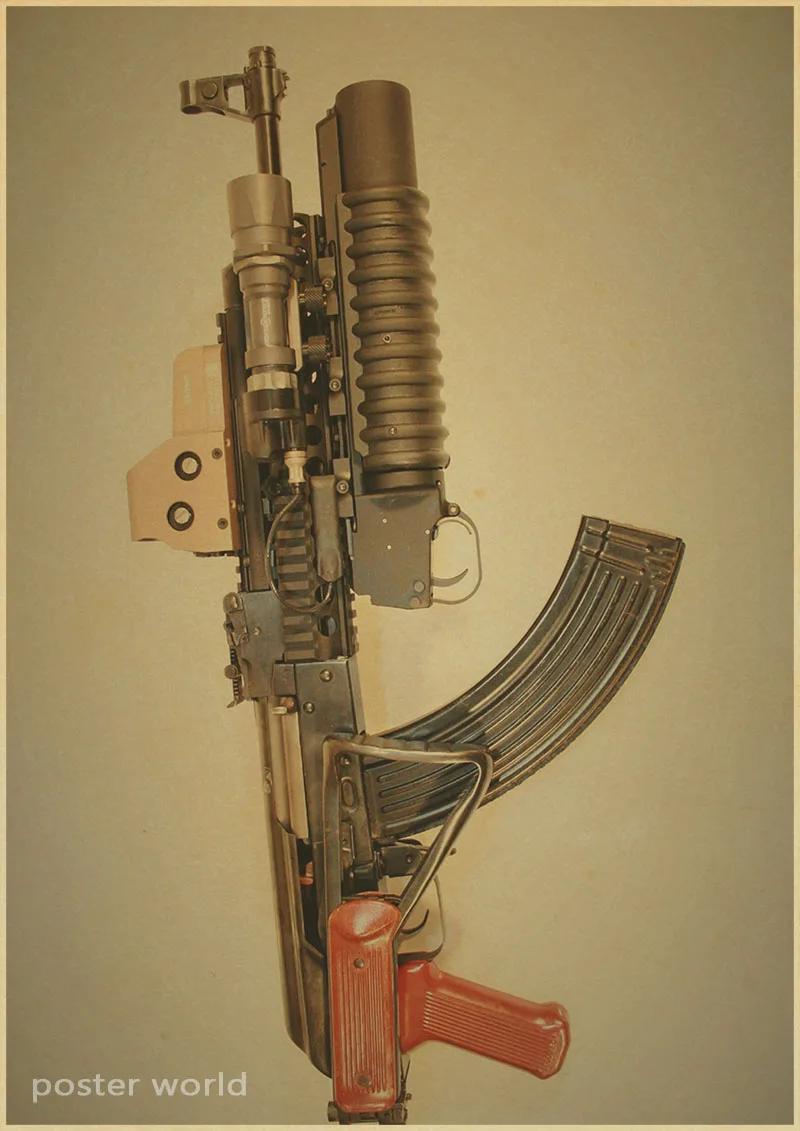 Gun AKM Assault Rifle AK47 Modified Structure Chart Kraft Paper Poster ...