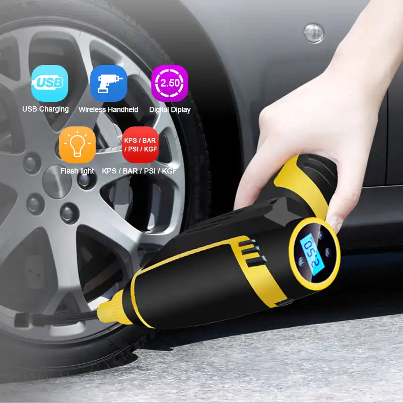 Digital Wireless Smart Rechargeable Car Air Pump Portable Handheld Car ...