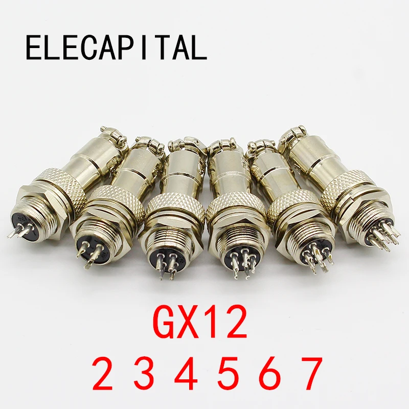 1pcs GX12 2 3 4 5 6 7 Pin Male & Female 12mm Wire Panel Connector ...