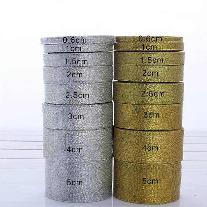10pcs/lot 0.6cm/1cm/1.2cm/1.5cm/2cm/2.5cm Width 22M Length Golden ...