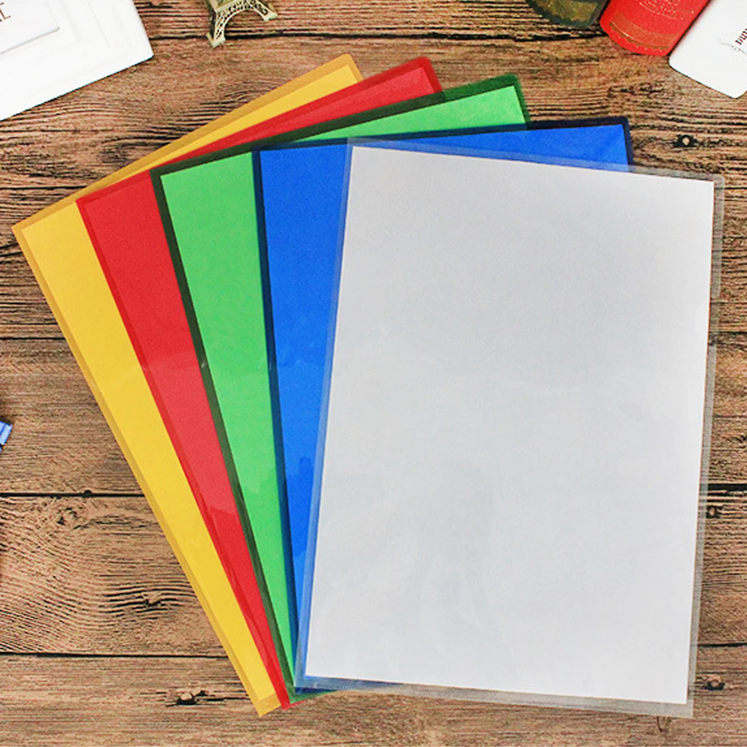 20PCS A4 Size L Type Clear Transparent Plastic File Document Folders