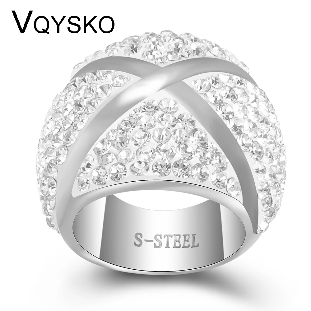 Wholesale-316L-Stainless-Steel-Ring-With-X-Design-Fashion-Crystal ...