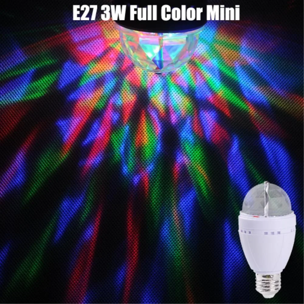 3W E27 Full Color Mini Stage DJ Lamp Light RGB Crystal Auto Rotating ...