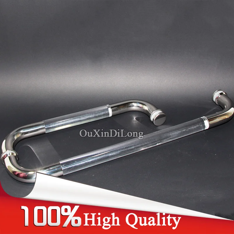 NEW 1Pair 304 Stainless Steel+Crystal Frameless Shower Bathroom Glass ...