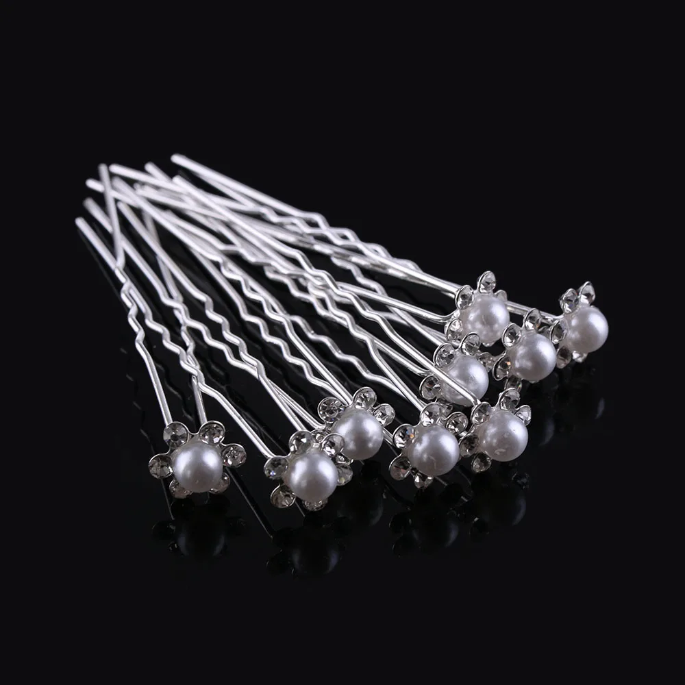 20pc Women Wedding Bridal Pearl Hairpins Flower Crystal Rhinestone