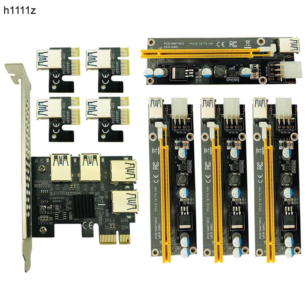 NEW PCI E riser PCI Express 1X to 16X Riser Card 1 to 4 USB 3.0 ...