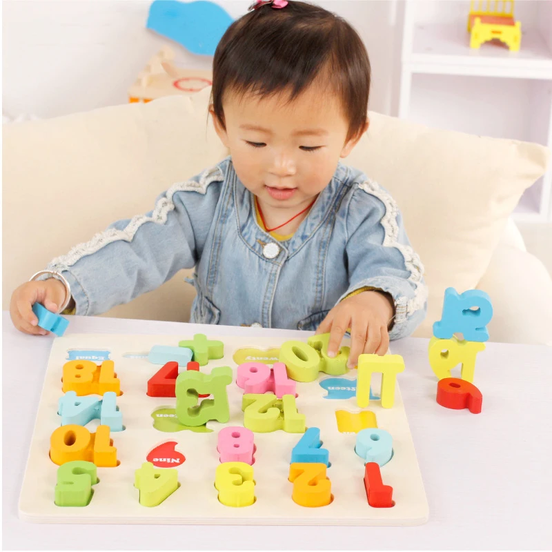 Kid Early educational toys wooden puzzle toy alphabet and digit ...