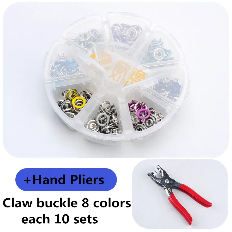 80 sets of 9.5 MM metal snap button color paint clasp with five claws ...