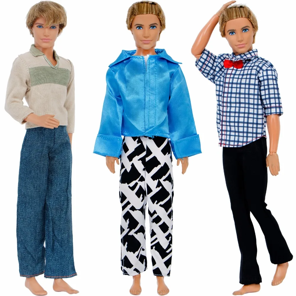 3 Sets Mens Outfits Handmade Mixed Style Plaid Striped Bowknot Shirt ...