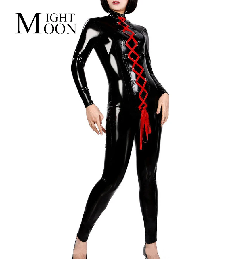 Moonight Sexy Faux Leather Clubwear Catsuit Teddy Jumpsuit Faux Leather