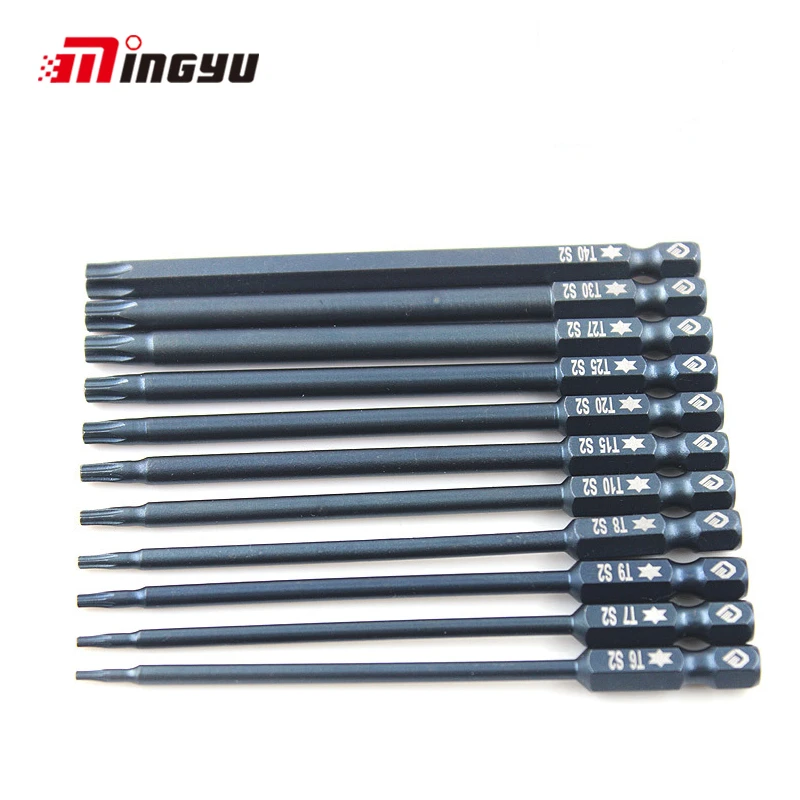 Torx With Hole Bit Set 1/4" Hex Shank Magnetic S2 Steel Impact Electric ...