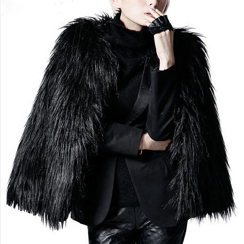 S/6XL mujer Imitación Piel falsa Chaquetas cortas de manga larga de ...