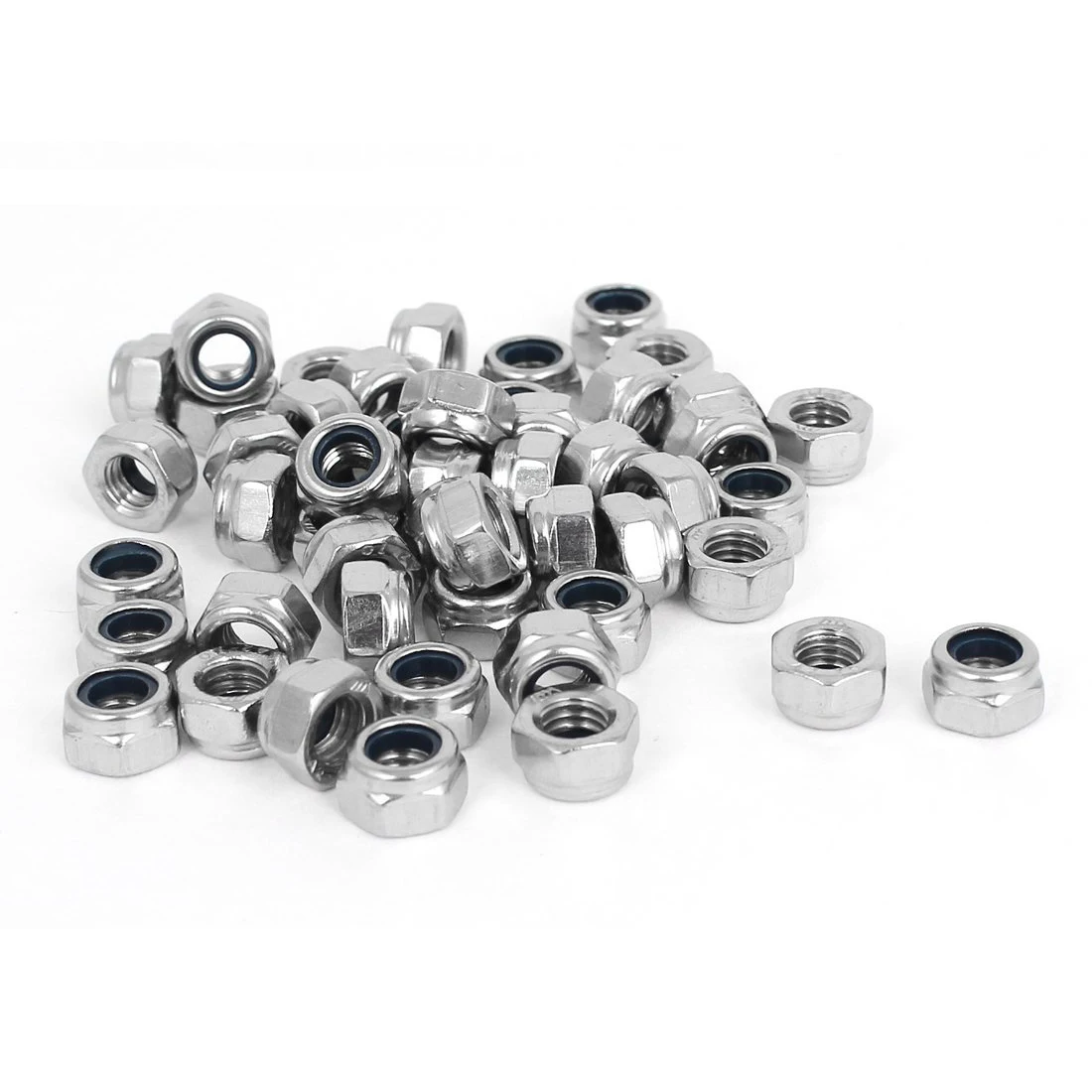 LIXF HOT M5 x 0.8mm 304 Stainless Steel Nylock Nylon Insert Hex Lock ...