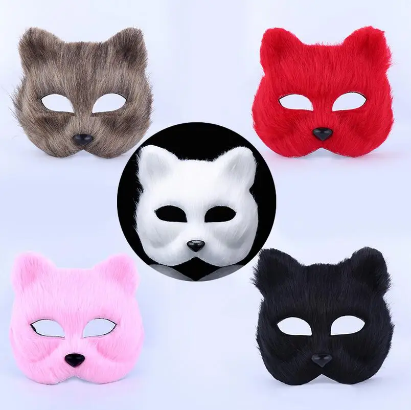 Mask Anonymous Animal Party White Plastic Villus Arctic Fox Mask ...