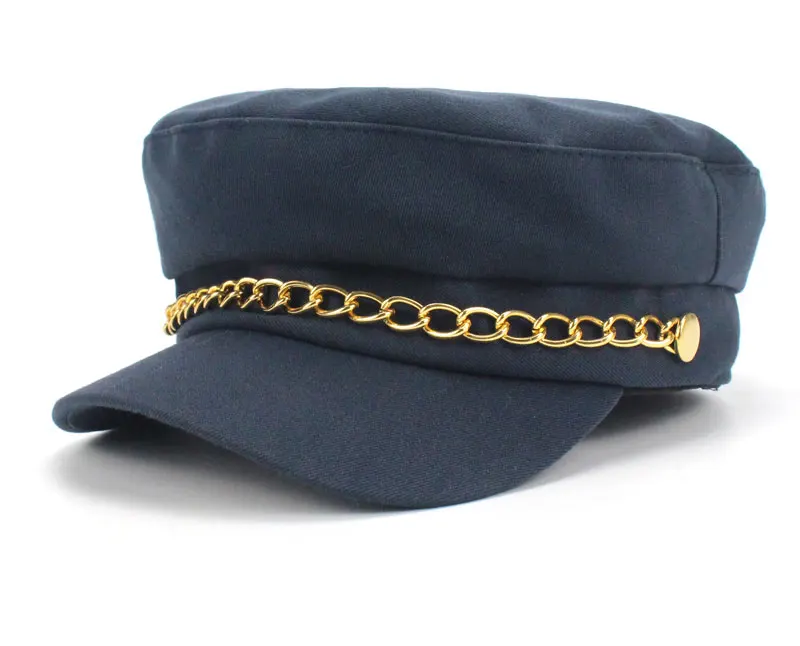 BUTTERMERE Patent Leather Military Style Cap Ladies Black Sailor Hat ...