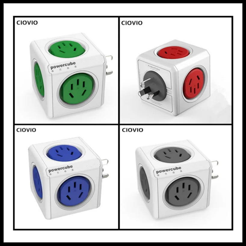 CIOVIO-Smart-Home-Power-Cube-Socket-5-Outlets-Adapter-Power-Strip-Multi ...