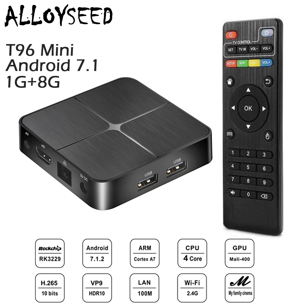ALLOYSEED T96 Mini Android 7.1 Smart TV Box RK3229 Quad Core 1GB RAM ...