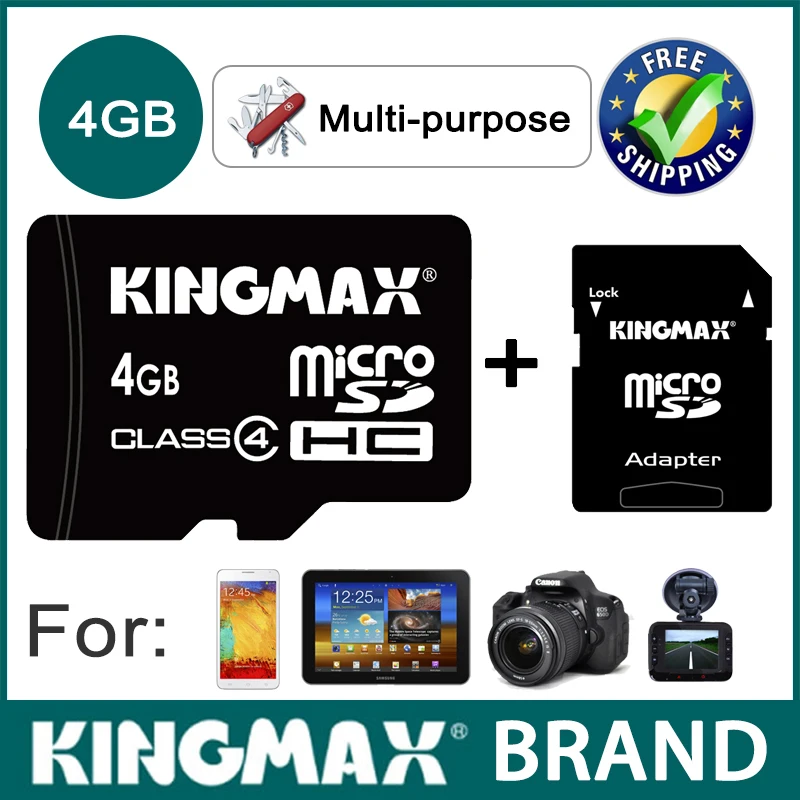 Kingmax 4GB Micro SD Card Class 4 4 g Micro SDHC Memory Card TF Card ...