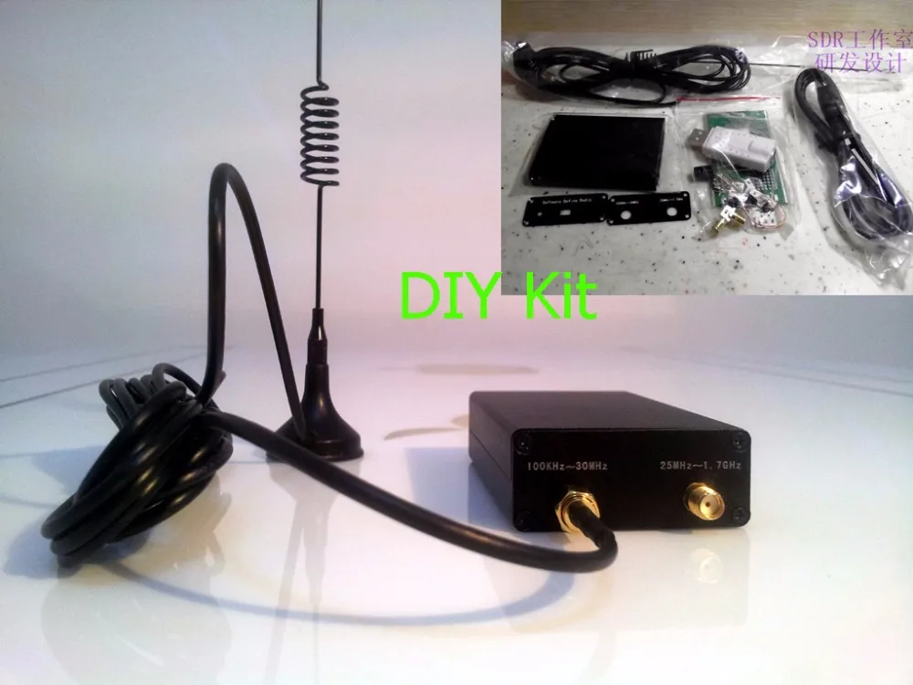 DIY Kit 100KHz 1.7GHz FM DSB UV HF RTL SDR USB Tuner Receiver R820T ...