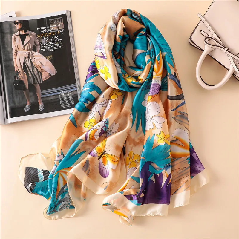 2019 New Women Fashion Silk Scarf Elegant Ladies Print Soft Shawl and ...