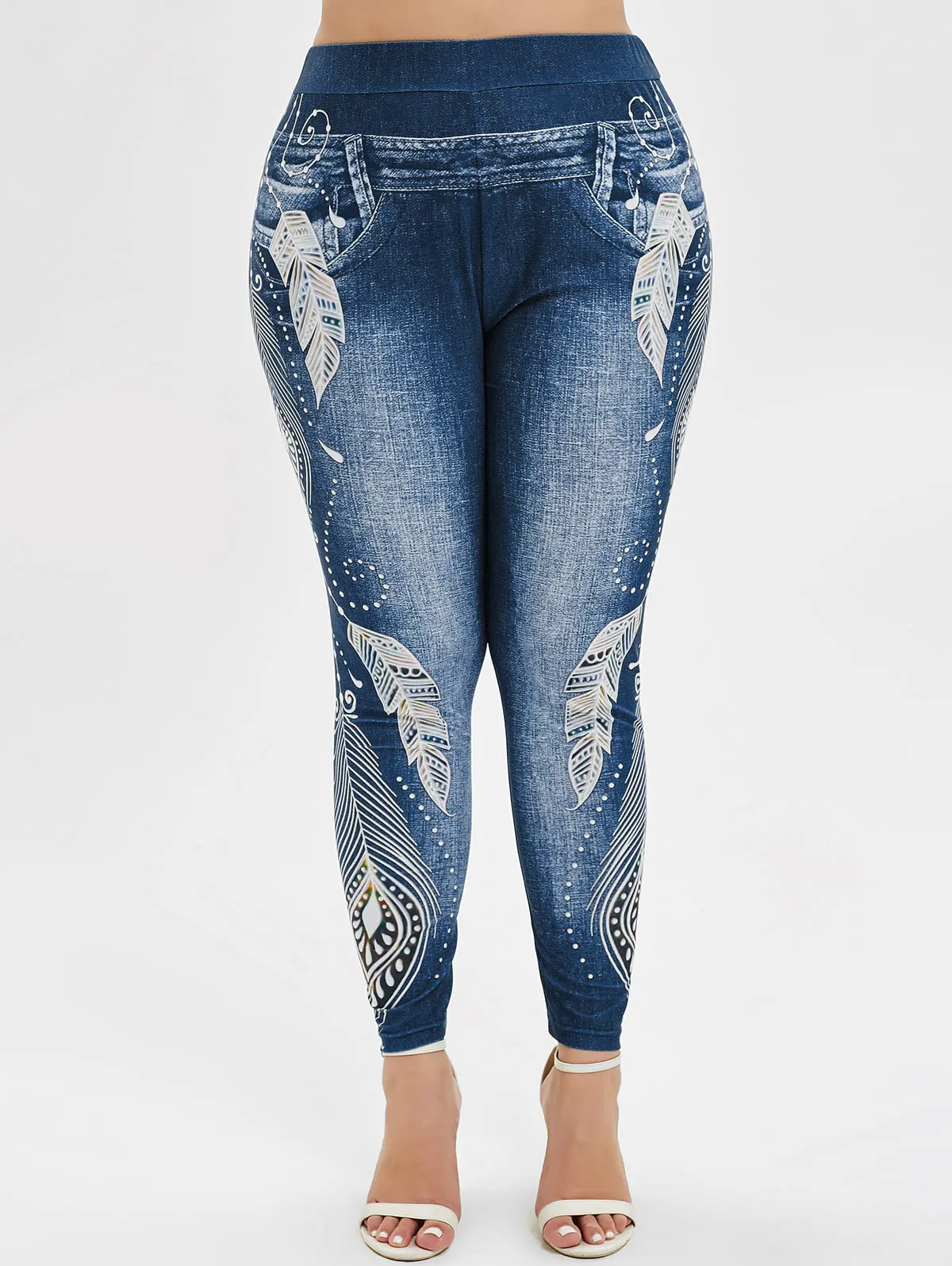 Wipalo размера плюс 3D джинсы с принтом Леггинсы с высокой талией облегающие Женские леггинсы ...